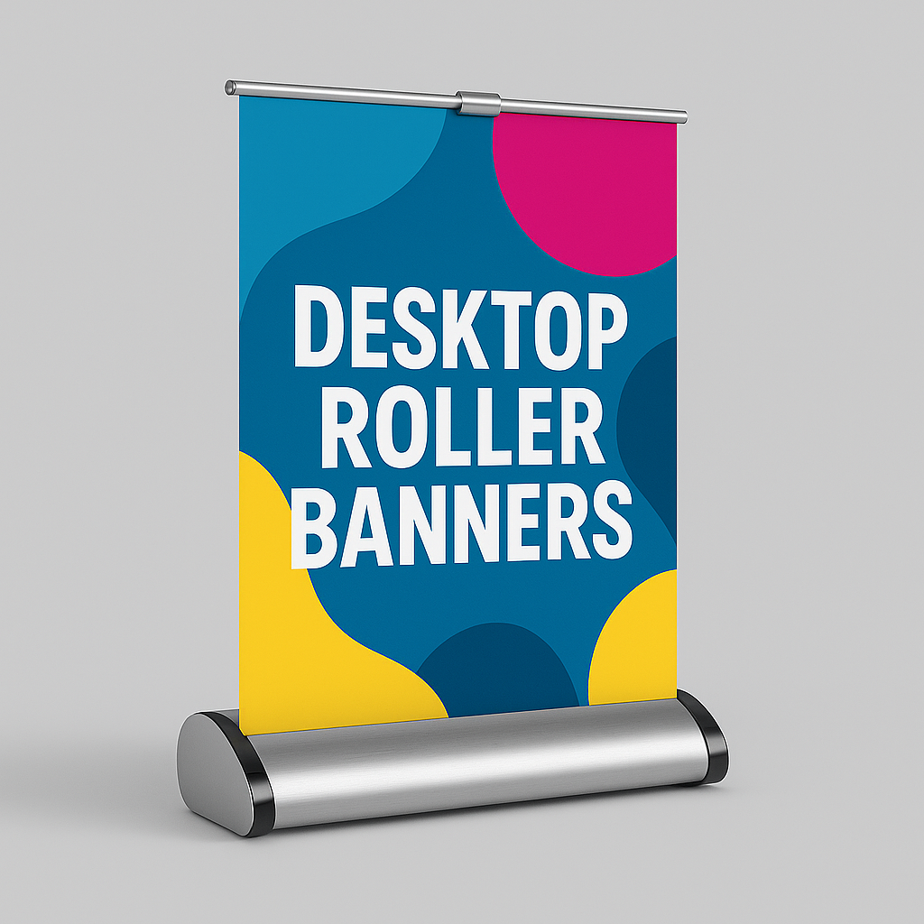 Desktop Roller Banners | A4 & A3 Tabletop Banner Printing CMYK Printing